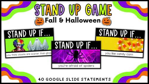 Fall / Halloween Digital Icebreaker Activity - Stand Up Sit Down Game ...