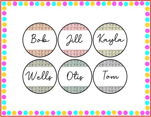 Printable Boho Neutral Spotty Student Name Labels, Cubby Labels, Nametags