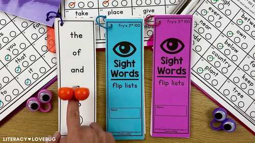 Sight Words Flip Lists Bundle Fry’s 1st, 2nd & 3rd 100 by Literacy Lovebug