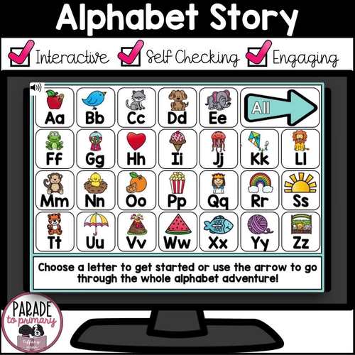 DIGITAL Alphabet Story - Letters A-Z - Boom Cards - Preschool - Kinder