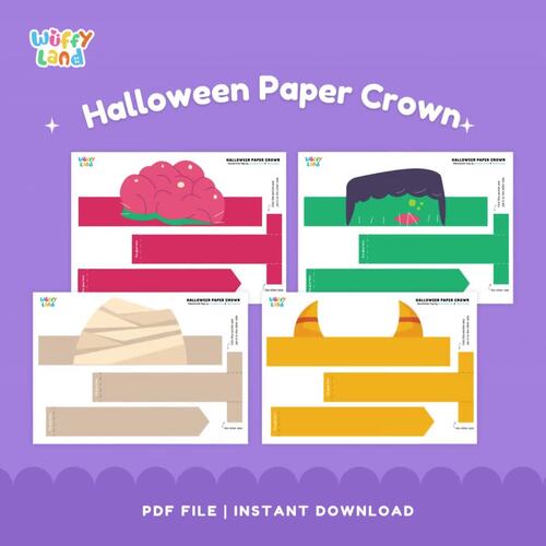 Halloween Paper Crowns and Coloring Printable DIY Party Kids Headband ...