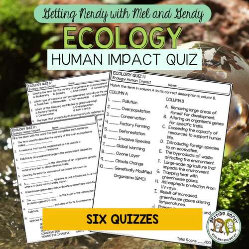 Ecology & Ecosystems Human Impact Quizzes - Assessments | TPT
