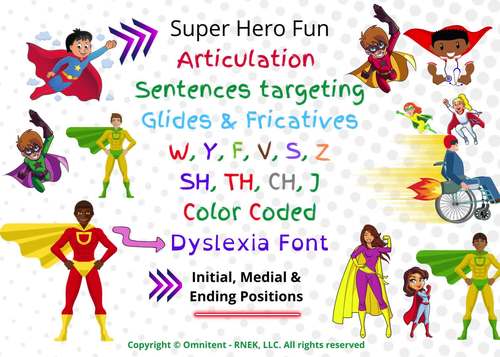 Articulation Reading Sentences Heroes W Y F V S Z SH TH CH J R L Glide ...