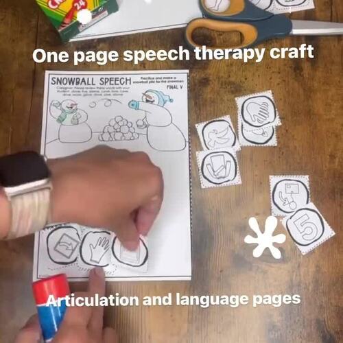 Speech Snowballs One Page Speech Therapy Craft by Panda Speech