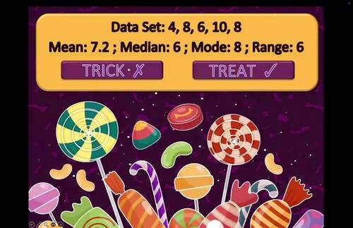 Halloween Find the Mean, Median, Mode, Range Trick-or-Treat Digital ...