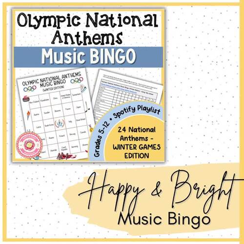 Winter Olympics Music Bingo for Middle School: National Anthems ...