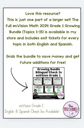 enVision Math Grade 1 Topic 1 Exit Tickets Addition and Subtraction ...