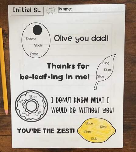 Articulation Coloring Sheets | Sounds and Consonant Blends | Father's Day