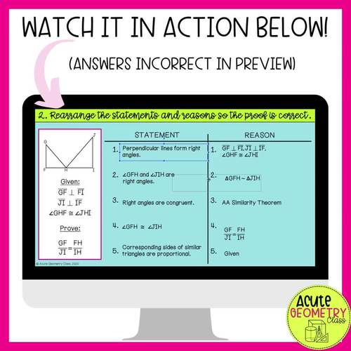 Similar Triangles Activity - Angle Angle Similarity Proofs Practice for ...
