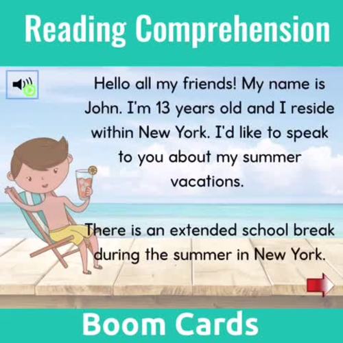 Summer Reading Comprehension Boom Cards by Disha Digital School | TpT