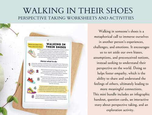 Walking in their shoes. Perspective taking activities. Empathy lesson. SEL