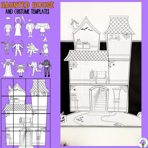 Haunted house- Mega poster and halloween costumes cutouts- craft