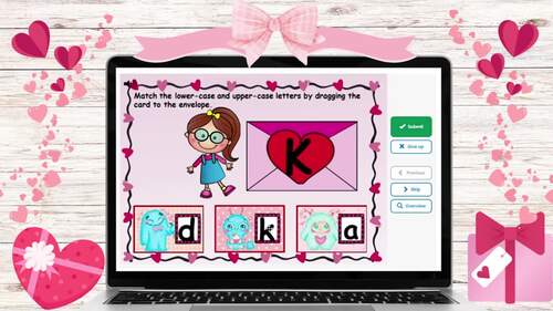 Valentine's Day - Matching Upper and Lower-Case Letters (Boom Cards)