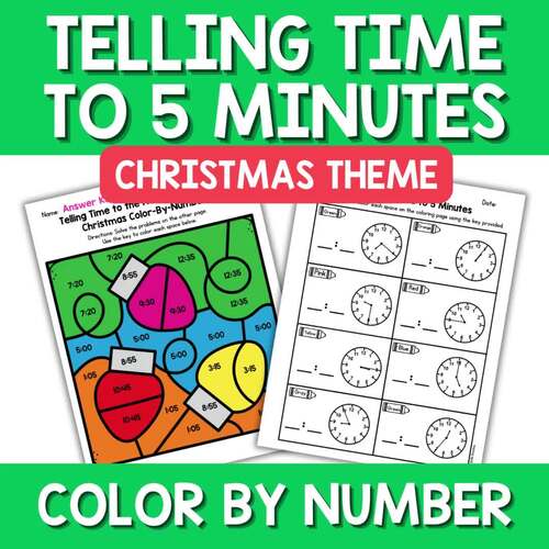 Christmas Time to 5 Minutes Color by Number Code Fun Worksheet No Prep ...