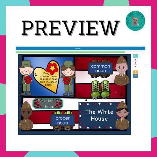 Veterans Day Common And Proper Nouns Boom Cards™ by The British Kitty