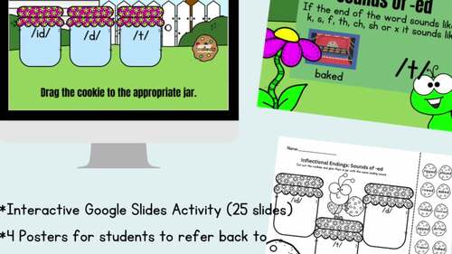 Digital Inflectional Endings Activity & Printables, Sounds of -ed for ...