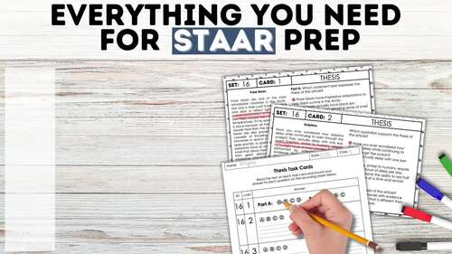 STAAR High School Thesis Statement Worksheets & Task Cards Controlling Idea