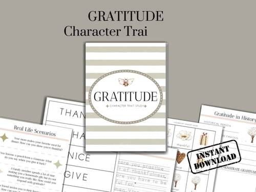 Gratitude Character Trait Unit Study for Kids | PreK–4th Grade ...