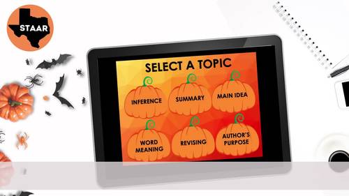 STAAR Halloween Non-Fiction Reading Comprehension PowerPoint Game 4th & 5th