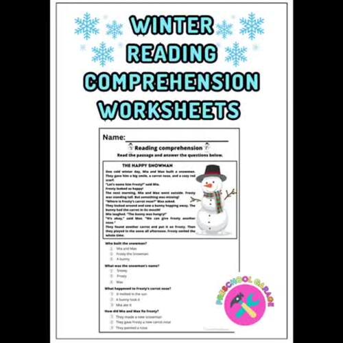 Winter Reading Comprehension Worksheets by Preschool Garage | TPT
