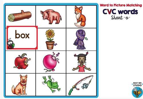 CVC Words Game Boom Cards Word to Picture Matching Short O by Busy Bee ...