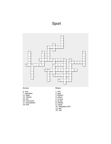 Sports in French Crossword by Real Life Language | TPT