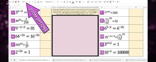 PIXEL ART: Solve Exponential Equations (Common Base Level 1) DISTANCE ...