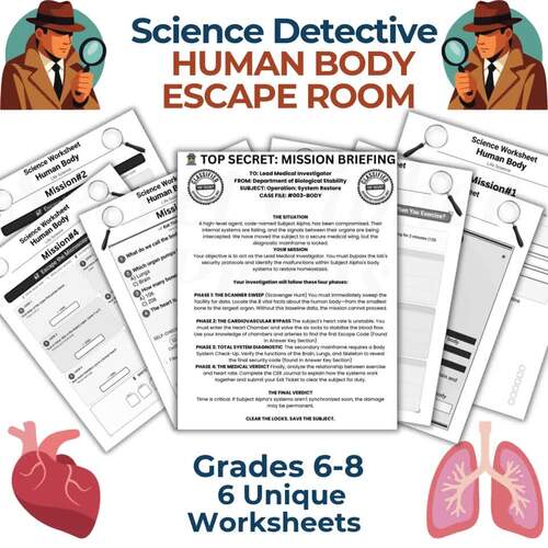 Science Detective: Human Body Systems Escape Room | Medical Mystery ...