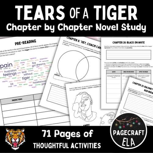 Tears of a Tiger Chapter by Chapter Novel Study with Questions & Activities
