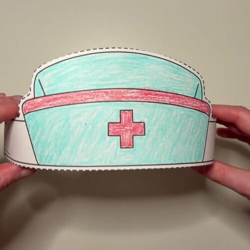 Nurse Hat Paper Crown Printable Headband Coloring Craft Activity for kids
