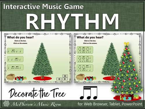 Christmas Music 2 Sixteenths/1 Eighth Interactive Rhythm Game Decorate ...