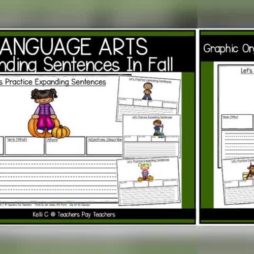 Expanding Sentences By Adding Adjectives Worksheets for Fall by Kelli C