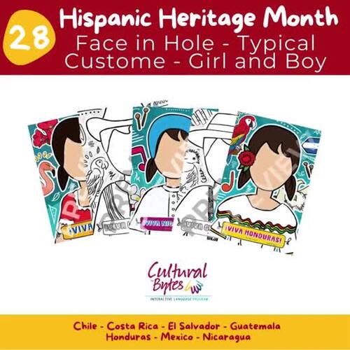 28 Face in Hole - Boy and Girl - Typical Costume - Hispanic Countries