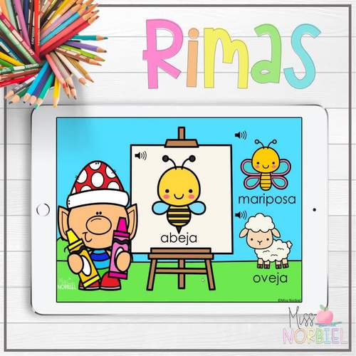 Rhyming words in Spanish Boom cards, Rimas by Miss Norbiel | TPT