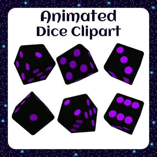 Digital Dice GIFs - Animated Clipart – Black with Purple Dots | TPT
