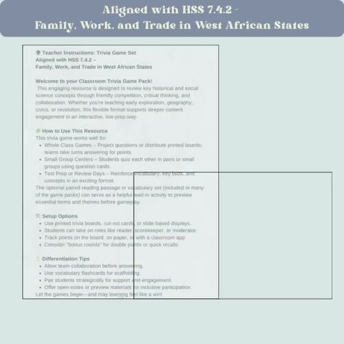 HSS 7.4.2 Trivia Game: Family, Work, and Trade in West African States