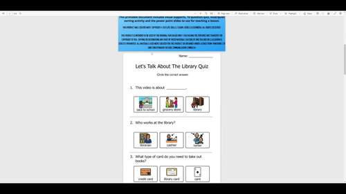 Let's Talk About The Library by Life Skills 2 Learn | TPT