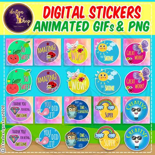 Motivational Digital Stickers Animated GIFs and PNG | TPT