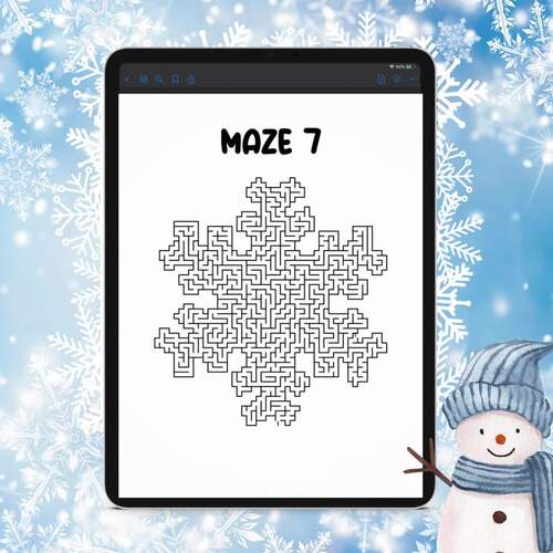 Winter Themed Mazes Set of 32| Printable Activity Sheets for Classroom Fun