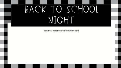 Back to School Night Editable PowerPoint in a Buffalo Check Farmhouse Theme