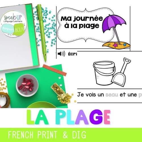 Ma journée à la plage French Beach Summer Reader - Print & Boom Cards Audio