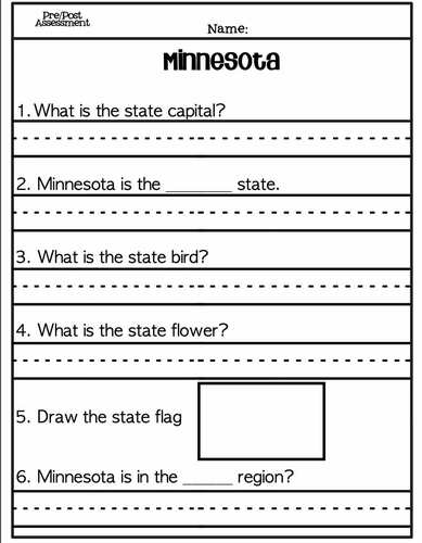Minnesota Worksheets, 50 States, Special Education | TPT