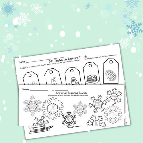 Winter Beginning Sounds Worksheet Pack by Live Love Learn Printables ...