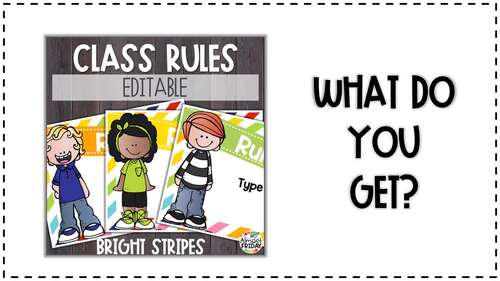 Editable Classroom Rules | Class Rules | Bright Stripes by Almost Friday