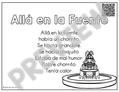 Allá en la Fuente Cancion Infantil Spanish Nursery Rhyme Song | TPT