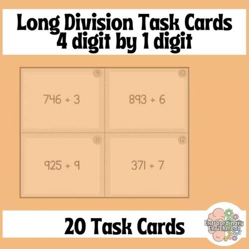 Long Division with Remainders Task Cards | 4th Grade Division Review ...