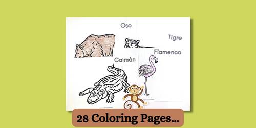 Animales del Zoo Spanish Coloring Pages to teach Zoo Animal Vocabulary ...