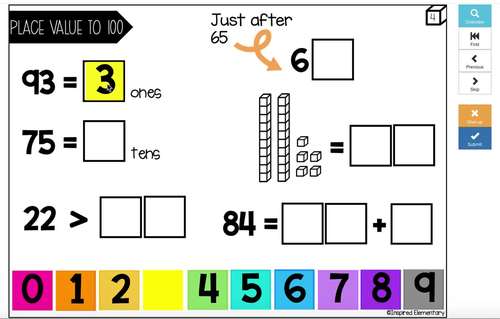 Digital Math Tiles: Place Value to 100 Boom Cards™ by Inspired Elementary