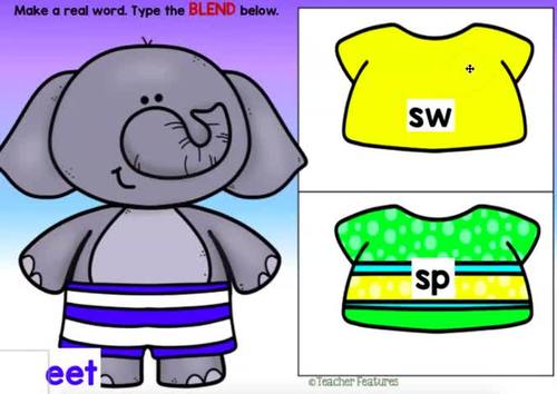 Boom Cards™ Consonant Blends DRESS THE ANIMALS by Teacher Features