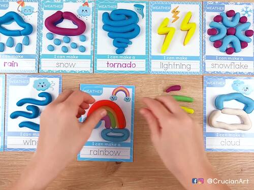 Weather Playdough Mats: Nature Word Tracing & Fine Motor Printable Activity